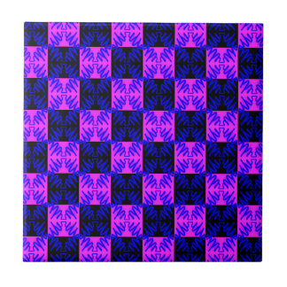 Blue Pink Optical Neon Design Illusion Pattern Tiles