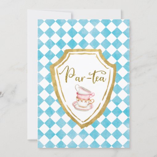 Blue Pink Par-tea Tea Party Birthday Invitation | Zazzle