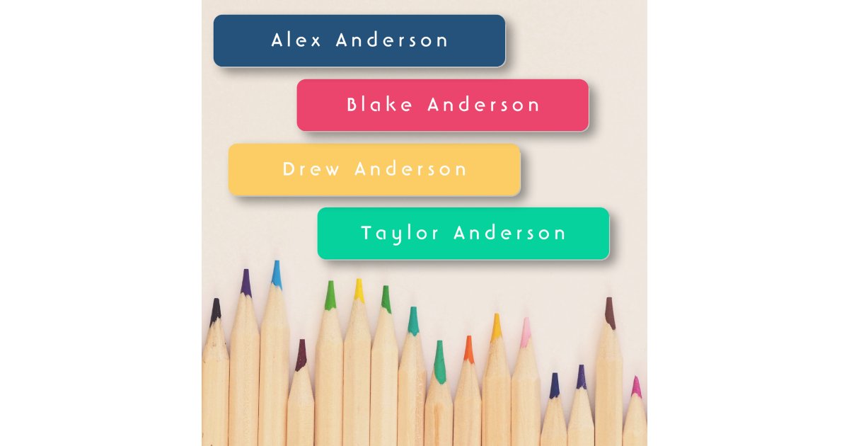 Blue Pink Skinny Waterproof Adhesive Kid's Labels | Zazzle