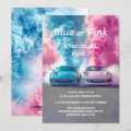 Blue Pink Smoke Race Car Burnouts Gender Reveal Invitation | Zazzle