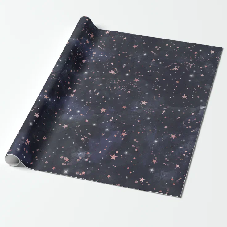 Blue & Pink Starry Night Sky Celestial Baby Shower Wrapping Paper | Zazzle