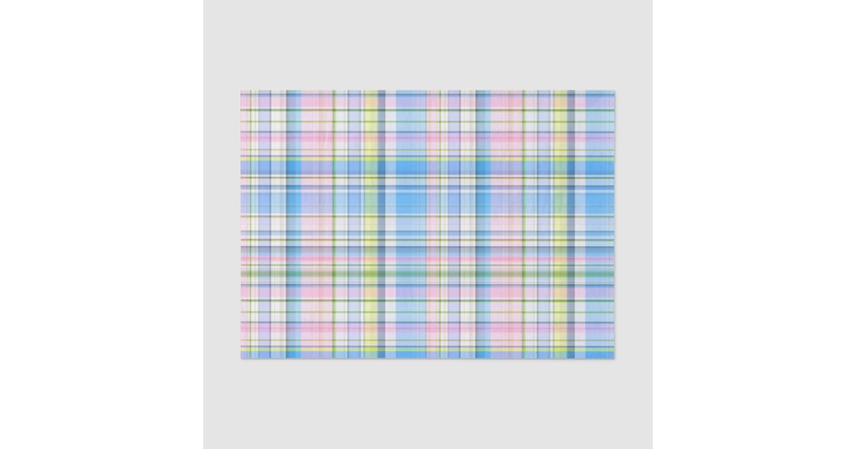 Blue Pink Yellow Wht Preppy Madras Tissue Paper | Zazzle