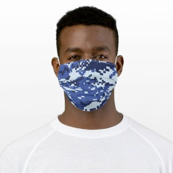 Blue Pixel Camouflage Adult Cloth Face Mask | Zazzle