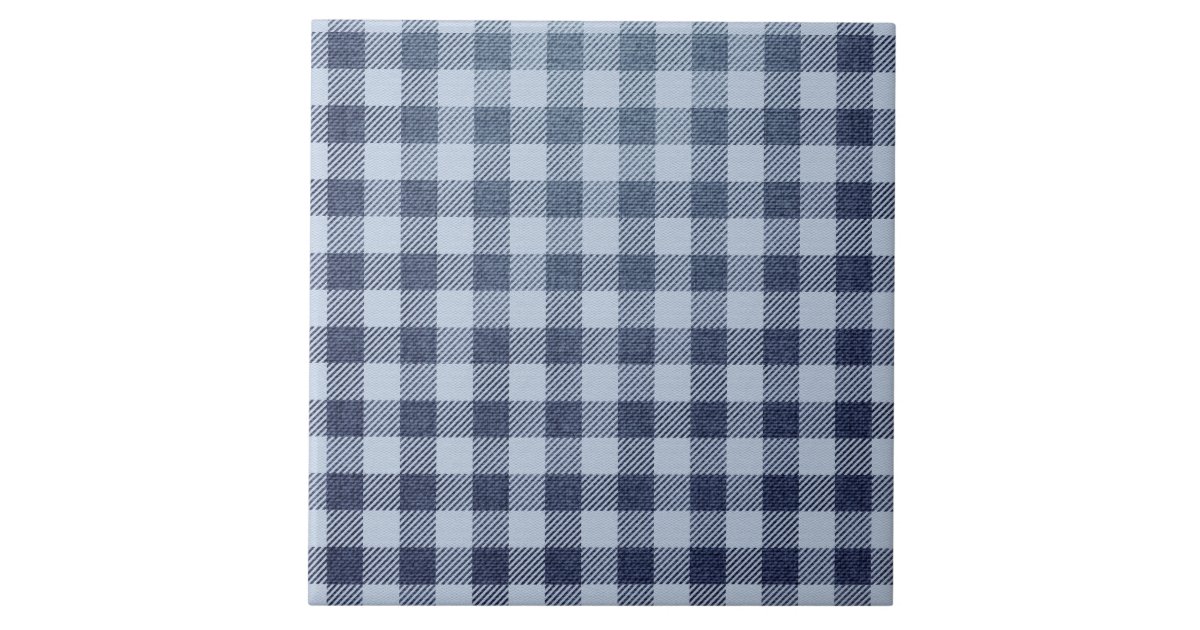 Blue Plaid Ceramic Tile | Zazzle