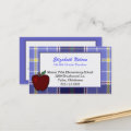 Blue Plaid Teacher's business card | Zazzle