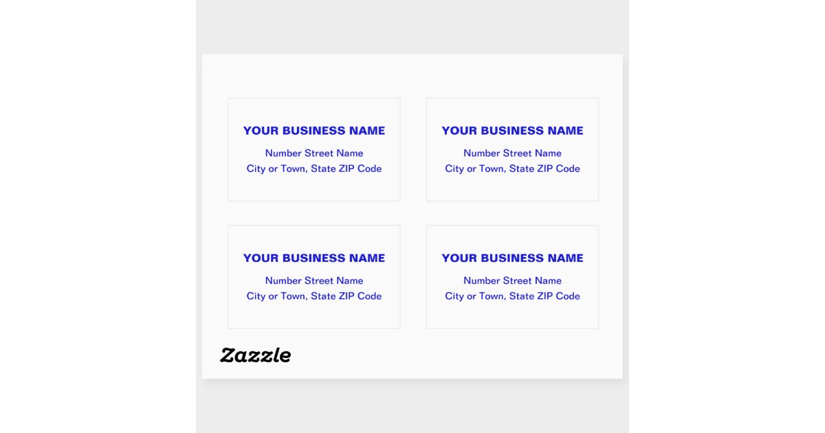 Blue Plain Texts Business Address on White Rectangular Sticker | Zazzle