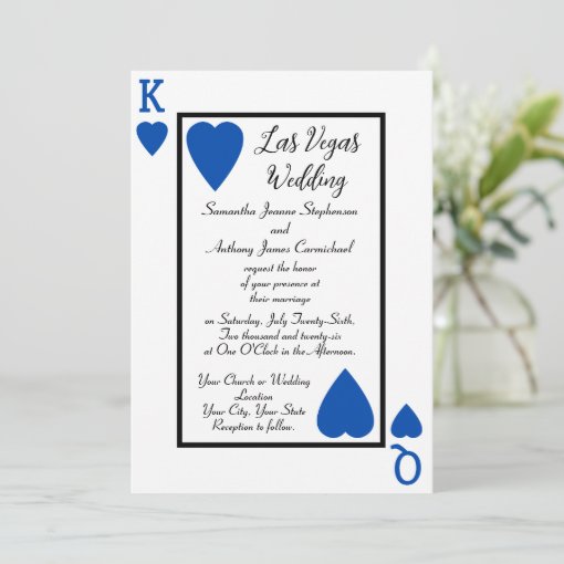 Blue Playing Card King/Queen Wedding Invitations | Zazzle