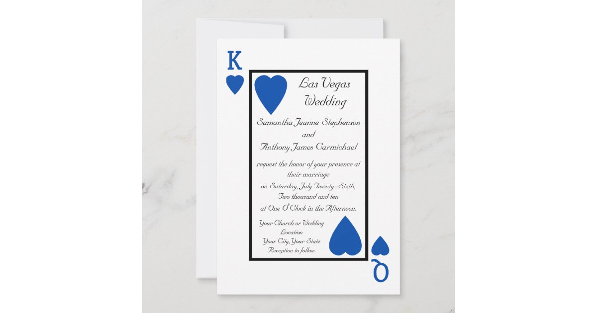 Blue Playing Card King/Queen Wedding Invitations | Zazzle