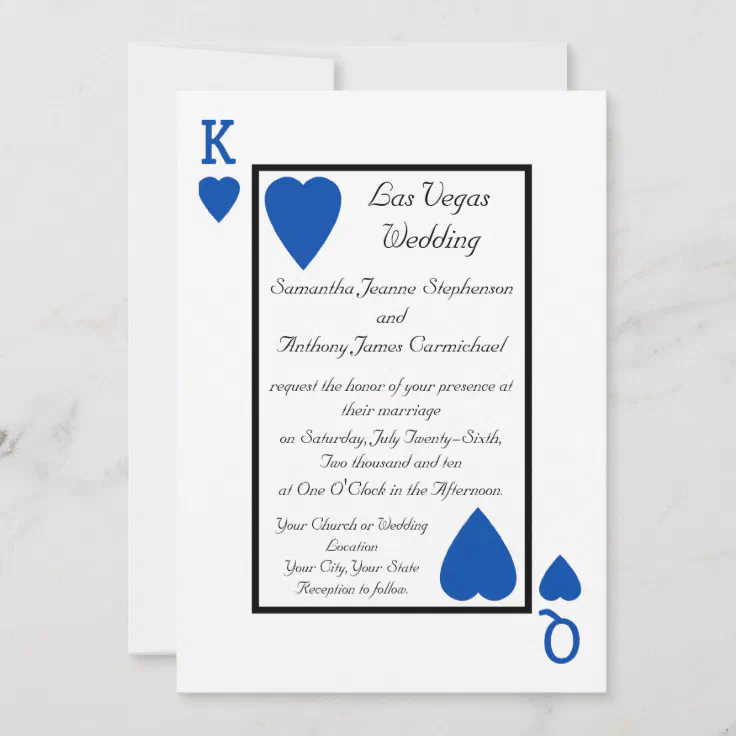 Blue Playing Card King/Queen Wedding Invitations | Zazzle