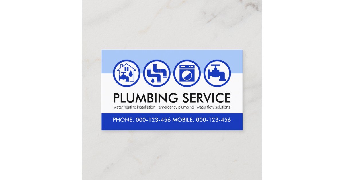 Blue Plumber Tools Icon Plumbing Business Card | Zazzle
