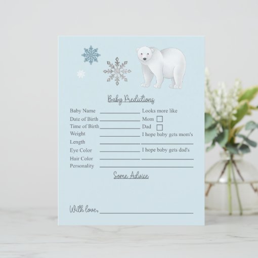 Blue Polar Bear Baby Shower Predictions And Advice | Zazzle