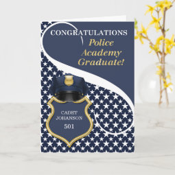 Blue Police Academy Graduate Congratulations Card | Zazzle