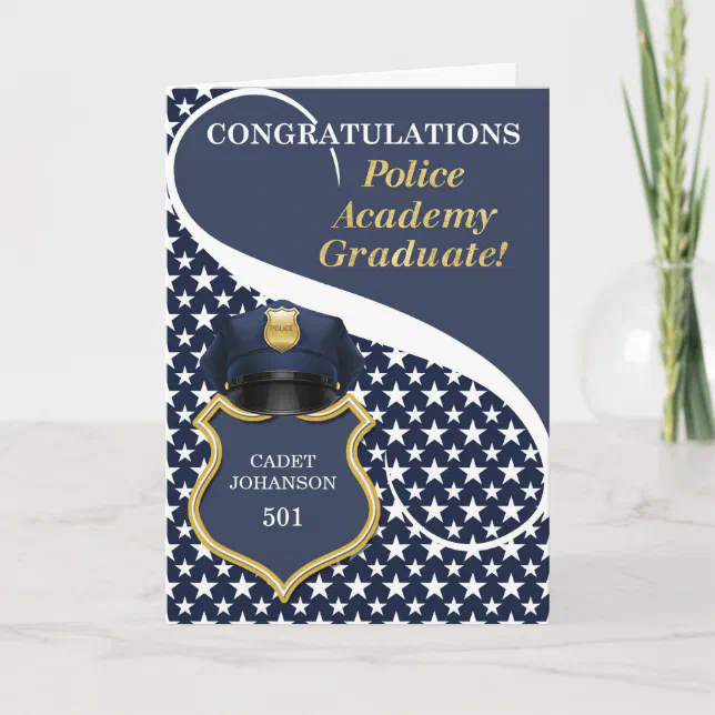 Blue Police Academy Graduate Congratulations Card | Zazzle