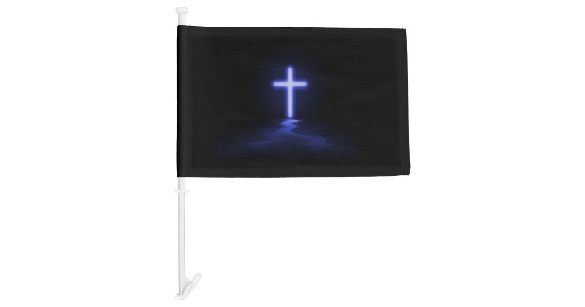 Blue Police Cross Funeral Car Flag | Zazzle