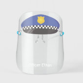 Blue Police Hat With Checkered Band Face Shield | Zazzle