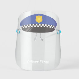 Blue Police Hat With Checkered Band Face Shield | Zazzle