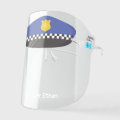 Blue Police Hat With Checkered Band Face Shield | Zazzle
