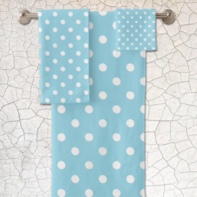 Blue Polka Dot Bath Towel Set | Zazzle
