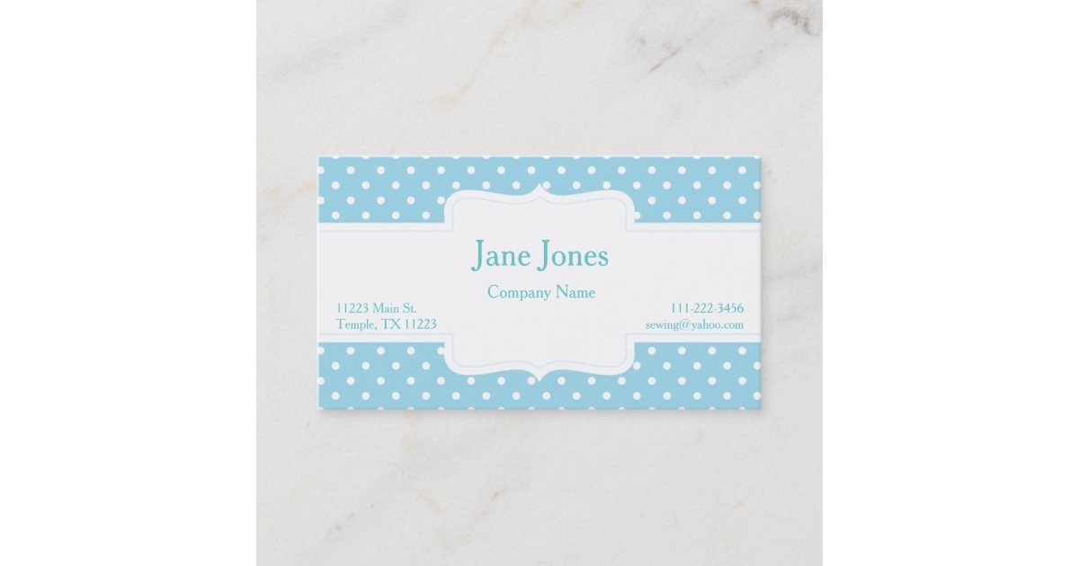 Blue Polka Dot Business Card | Zazzle