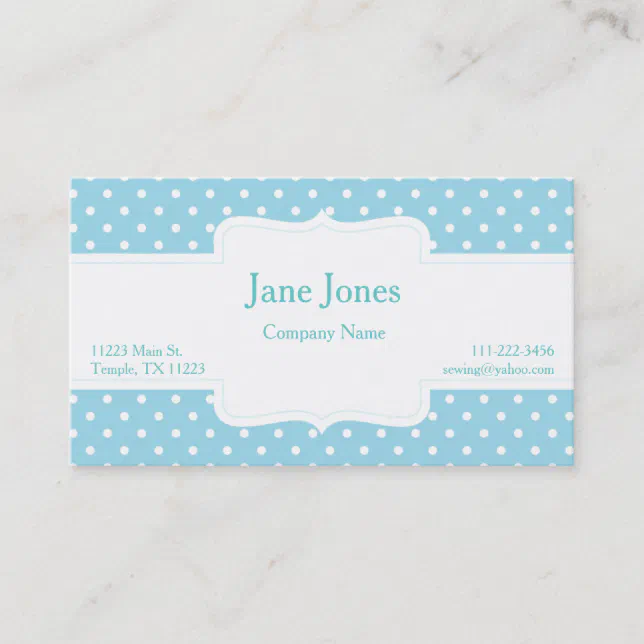 Blue Polka Dot Business Card | Zazzle