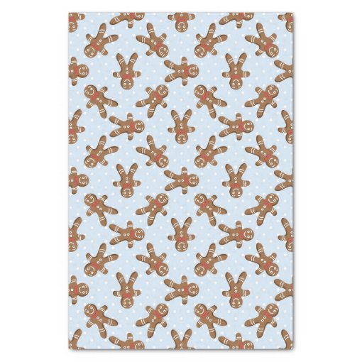 Blue Polka Dot Gingerbread Man Christmas Tissue Paper | Zazzle