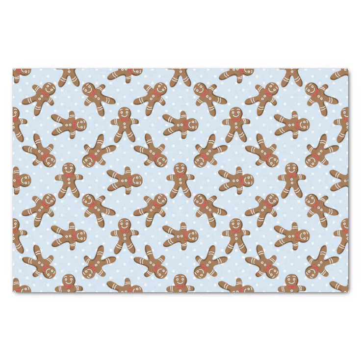 Blue Polka Dot Gingerbread Man Christmas Tissue Paper | Zazzle