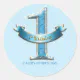 Blue Polka Dots & Banner ONE 1st 1 Birthday Party Classic Round Sticker ...