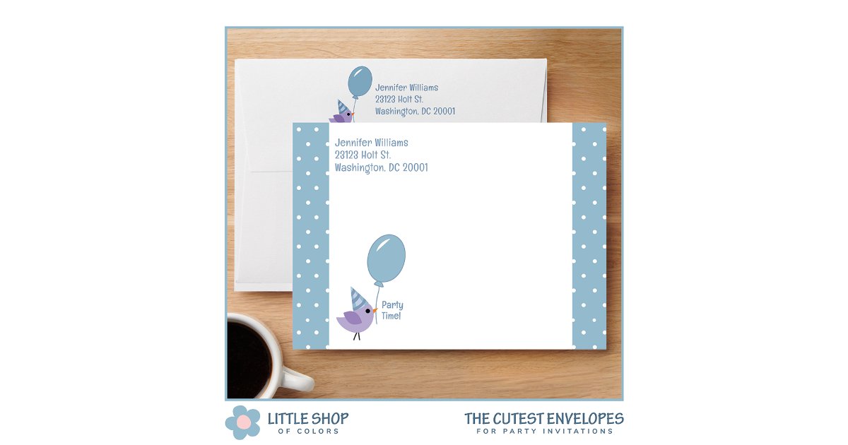 Blue Polka Dots Boy’s Birthday Party Envelope | Zazzle