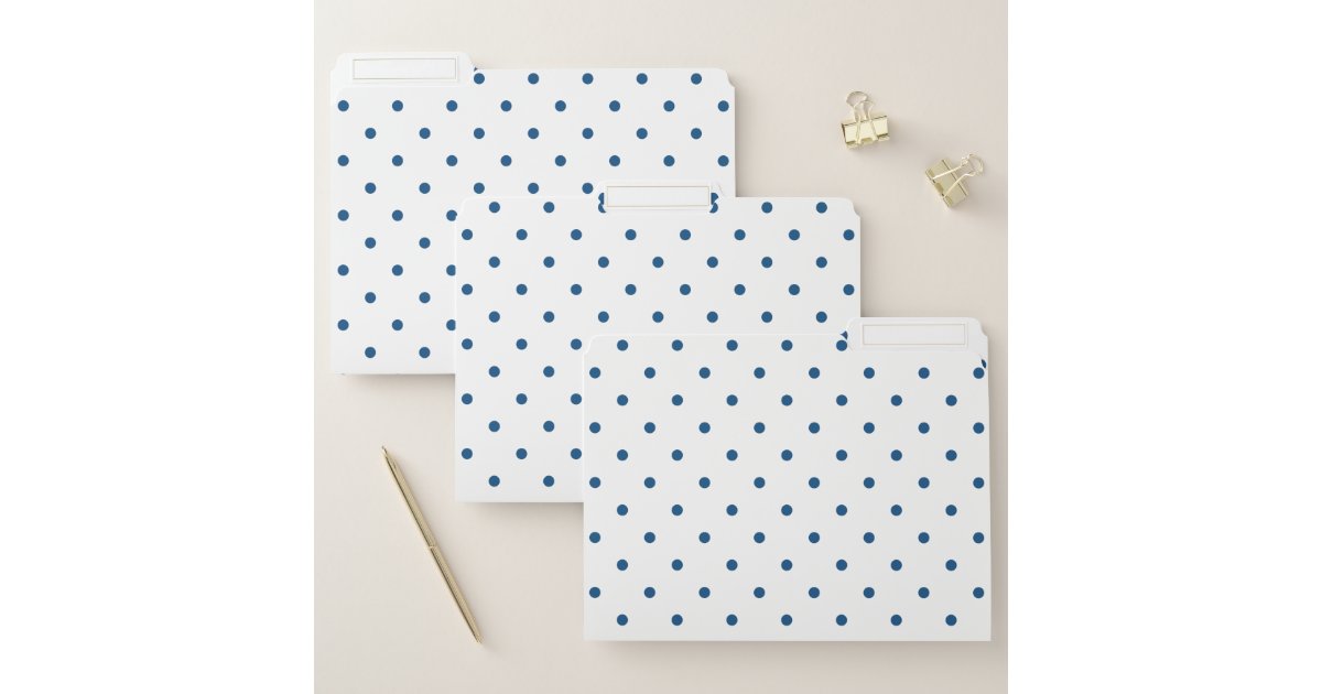 Blue Polka Dots on White Pattern File Folder | Zazzle