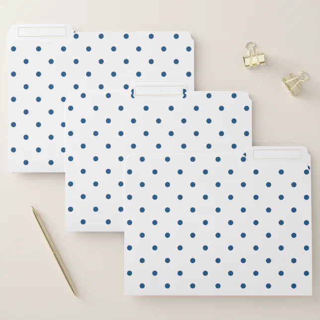 Blue Polka Dots on White Pattern File Folder | Zazzle