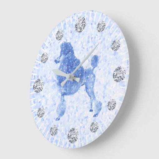 Blue Poodle Diamond Hour Large Clock | Zazzle