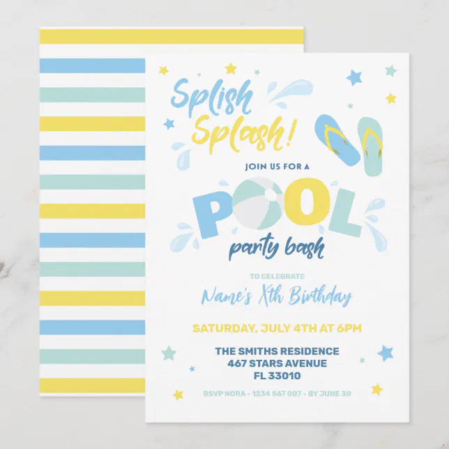 Blue Pool Party Invitation | Zazzle