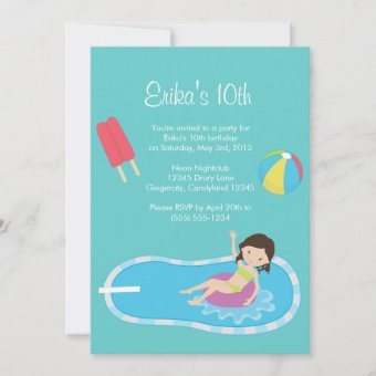 Blue Pool Party Invitation | Zazzle