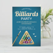 Blue Pool Table Billiards Snooker Birthday Party Invitation | Zazzle