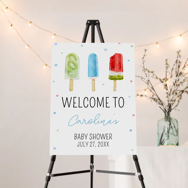 Blue Popsicle Baby Shower Welcome Sign | Zazzle