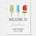 Blue Popsicle Baby Shower Welcome Sign | Zazzle