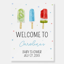 Blue Popsicle Baby Shower Welcome Sign | Zazzle