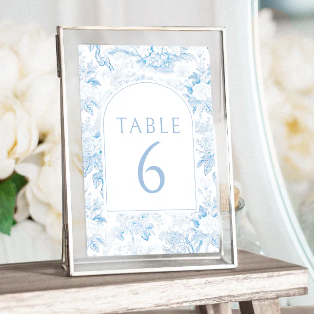 Blue porcelain boho arch wedding table numbers | Zazzle