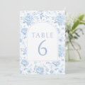 Blue porcelain boho floral wedding table numbers | Zazzle