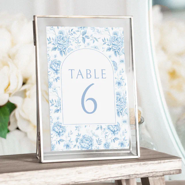 Blue porcelain boho floral wedding table numbers | Zazzle