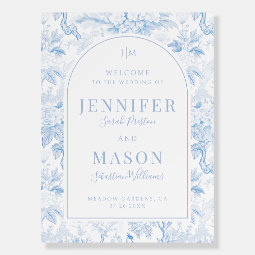 Blue porcelain chinoiserie wedding welcome sign | Zazzle