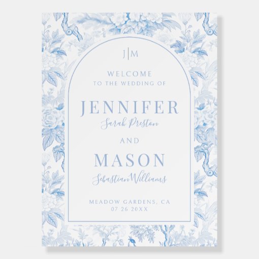 Blue porcelain chinoiserie wedding welcome sign | Zazzle