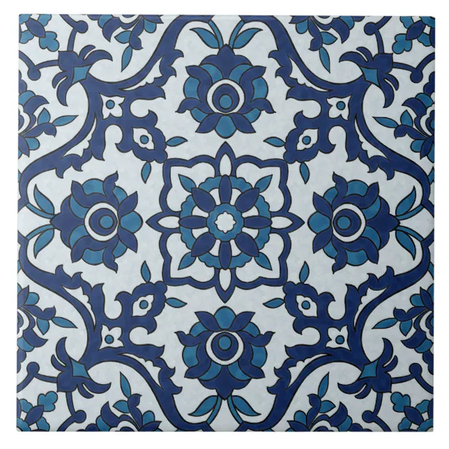 Blue Portuguese Azulejos Floral Tile Pattern | Zazzle
