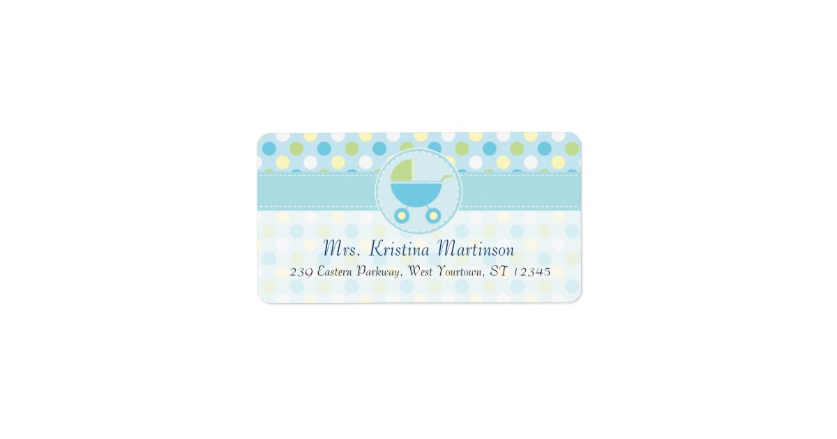 Blue Pram and Polka Dots Address Label | Zazzle
