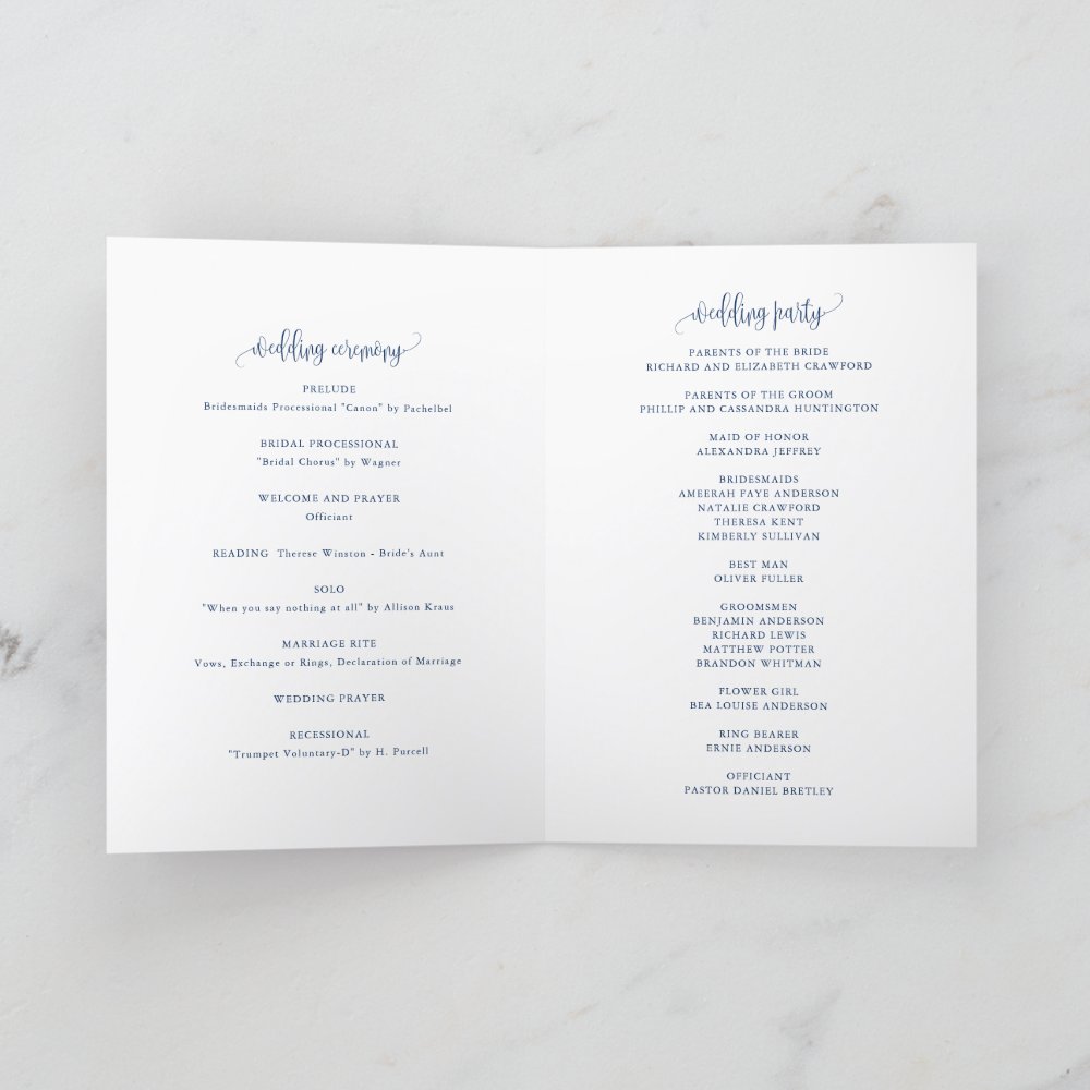 Blue Pretty Calligraphy Script Wedding Booklet Program sold by Isabella ...