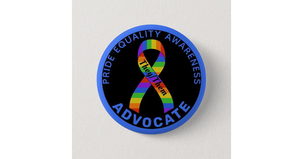 Blue Pride Equality Awareness Black Button | Zazzle