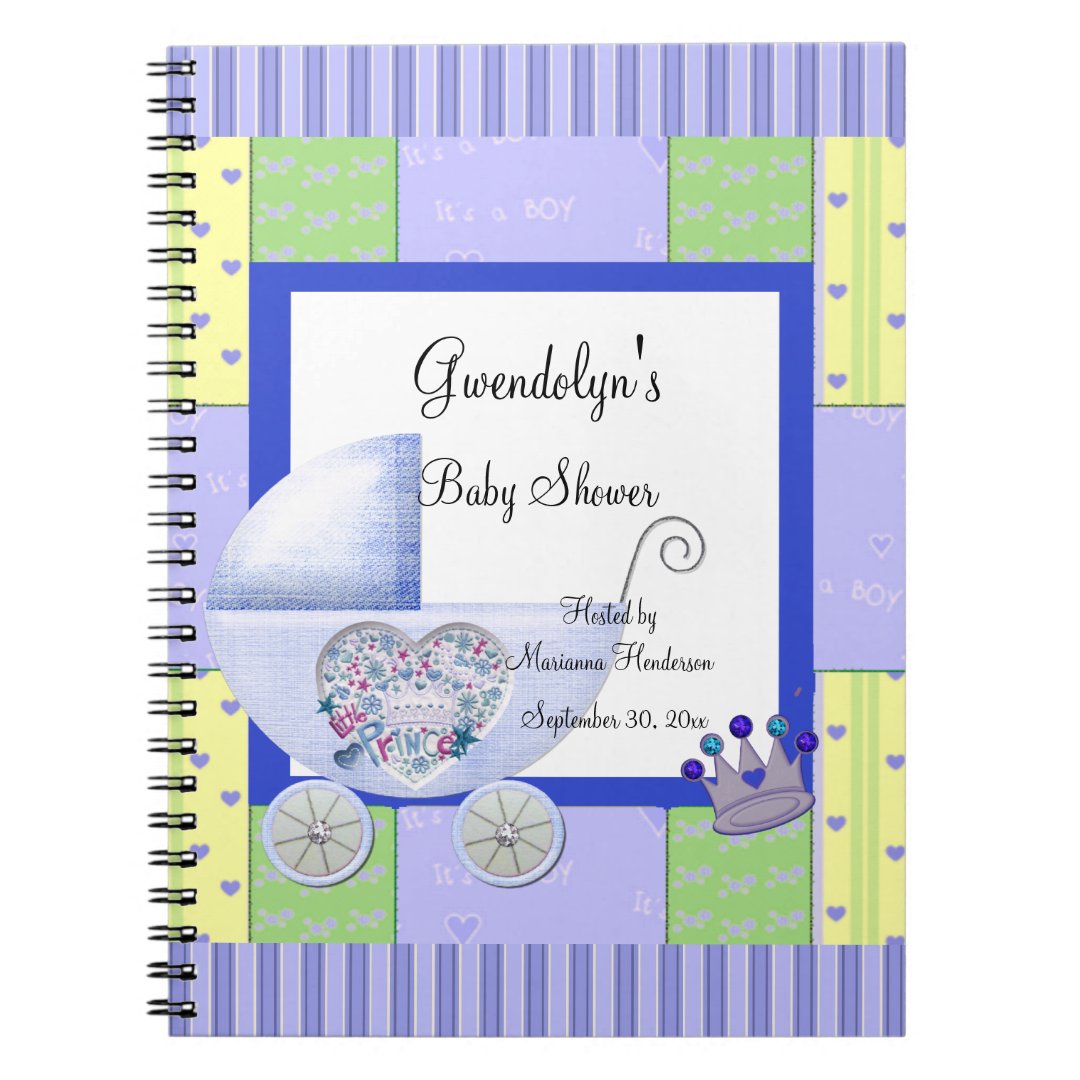 Blue Prince Baby Shower Spiral Notebook | Zazzle