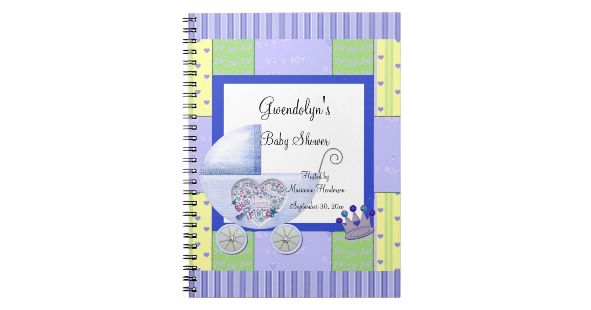 Blue Prince Baby Shower Spiral Notebook | Zazzle
