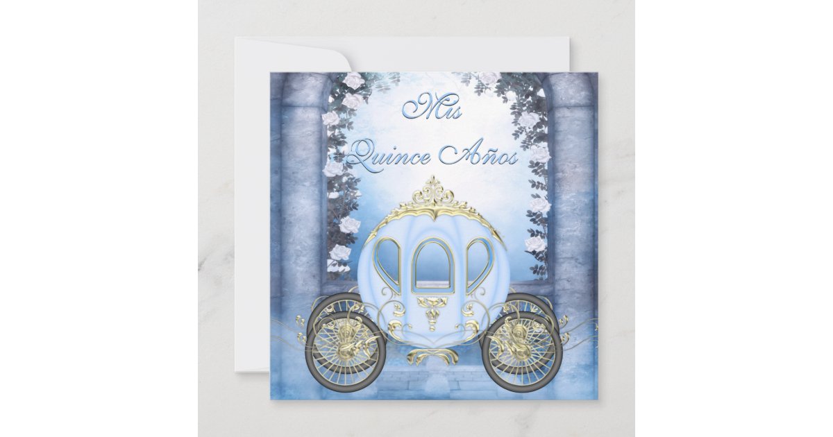 Blue Princess Carriage Enchanted Quinceanera Invitation | Zazzle