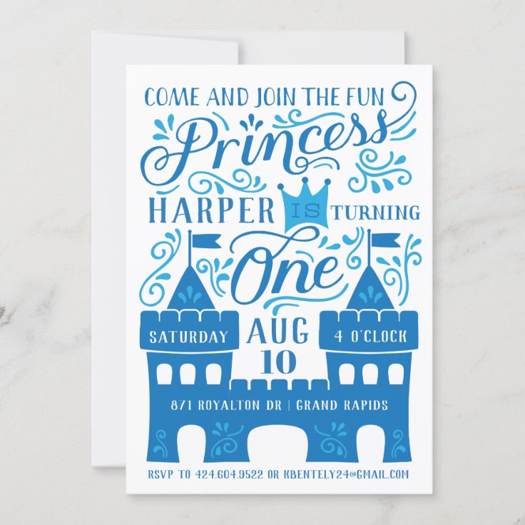 Blue Princess Winter Birthday Party Invitation | Zazzle
